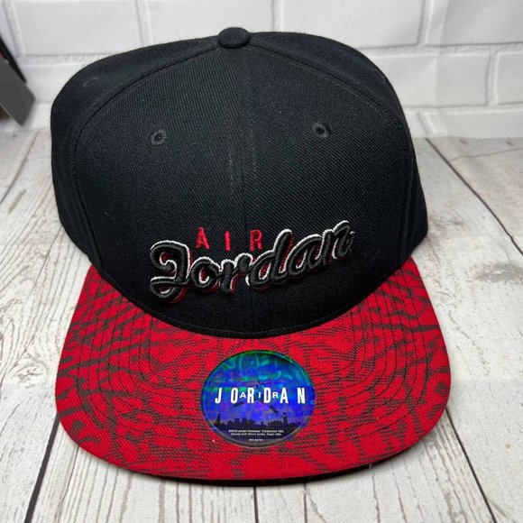 Jordan | Accessories | Air Jordan Cement Elephant Jumpman Hat Snapback Cap Black Red New Men ...